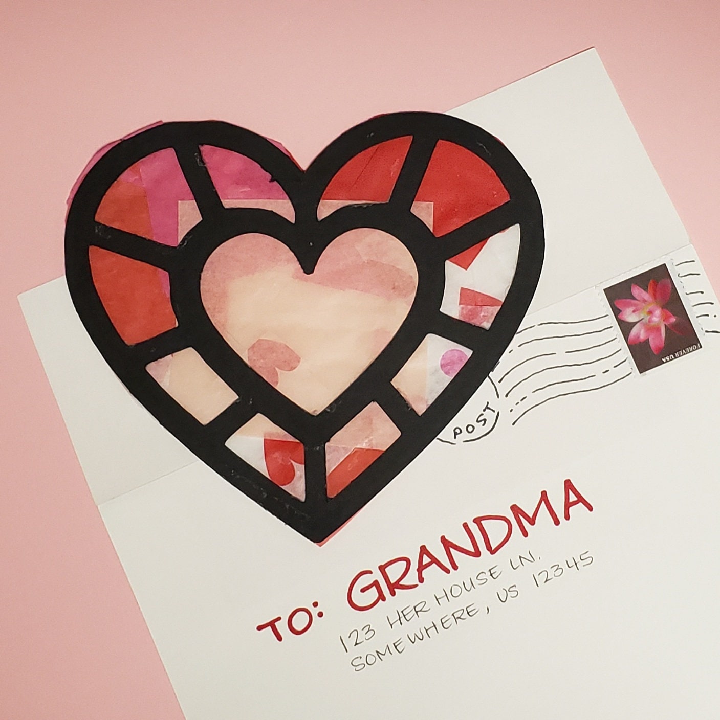 Valentine Heart Kid's Craft Stained Glass Suncatcher Kit | Etsy