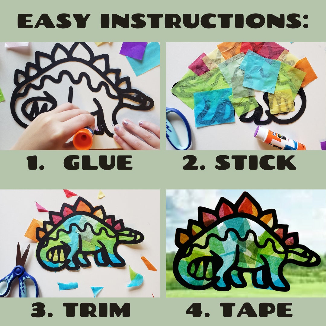 Classroom Dinosaur Crafts for Kids Dinosaur Suncatcher Kit Dino Paper ...
