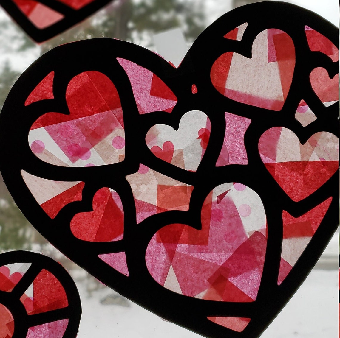 Valentine Heart Kid's Craft Stained Glass Suncatcher Kit | Etsy