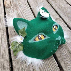Therian Mask Cat Mask Green Cat Mask Felted Custom Eye Color ...