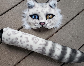 Black and White Snow Leopard Therian Mask. - Etsy