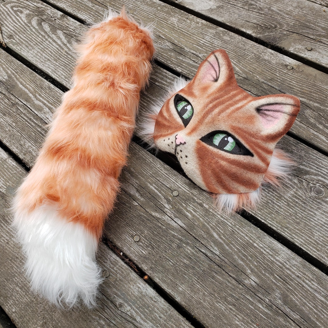 Therian Mask Cat Mask Orange Tabby Mask Tail Custom Eye Color Personalized - Etsy