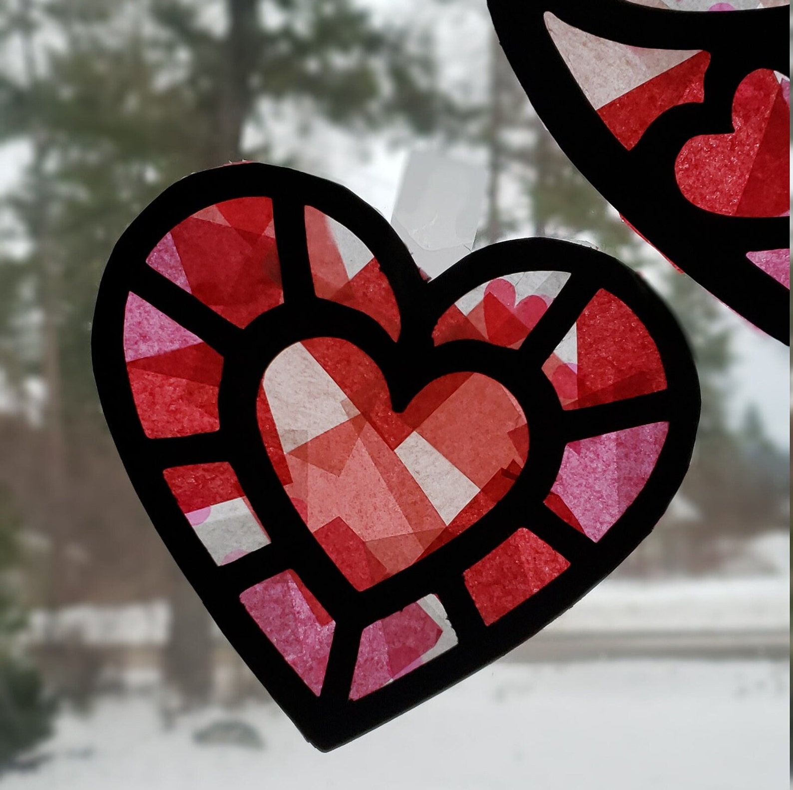 Valentine Heart Kid's Craft Stained Glass Suncatcher Kit | Etsy