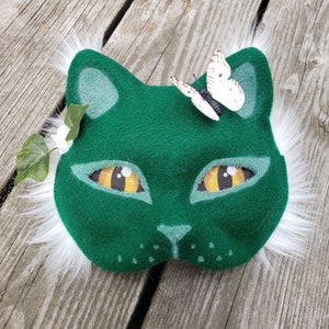 Therian Mask Cat Mask Green Cat Mask Felted Custom Eye Color ...