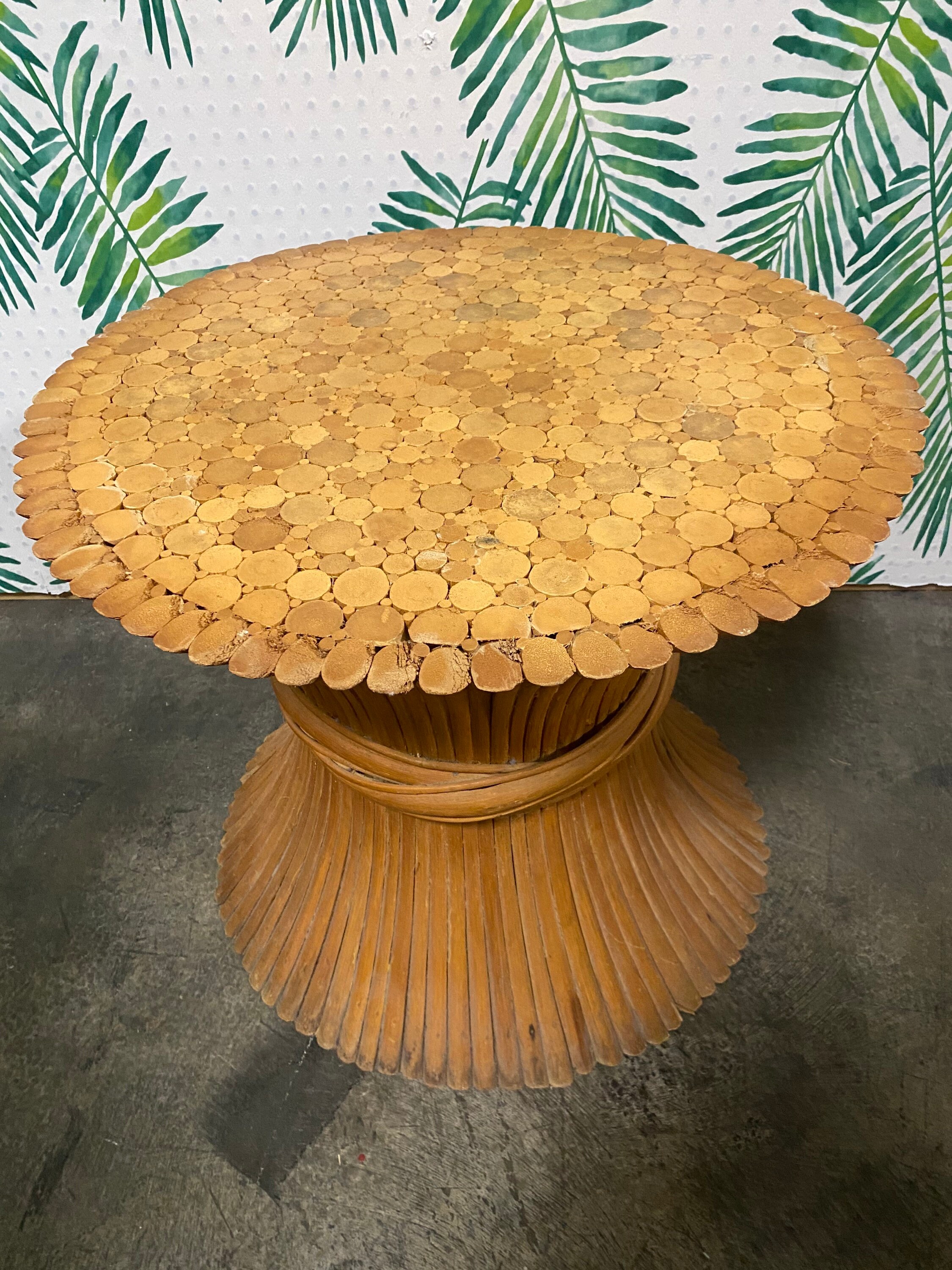 Mcguire Style Sheaf of Wheat Glass Top Side Table. - Etsy Mcguire Style Sheaf of Wheat Glass Top Side Table. - Etsy