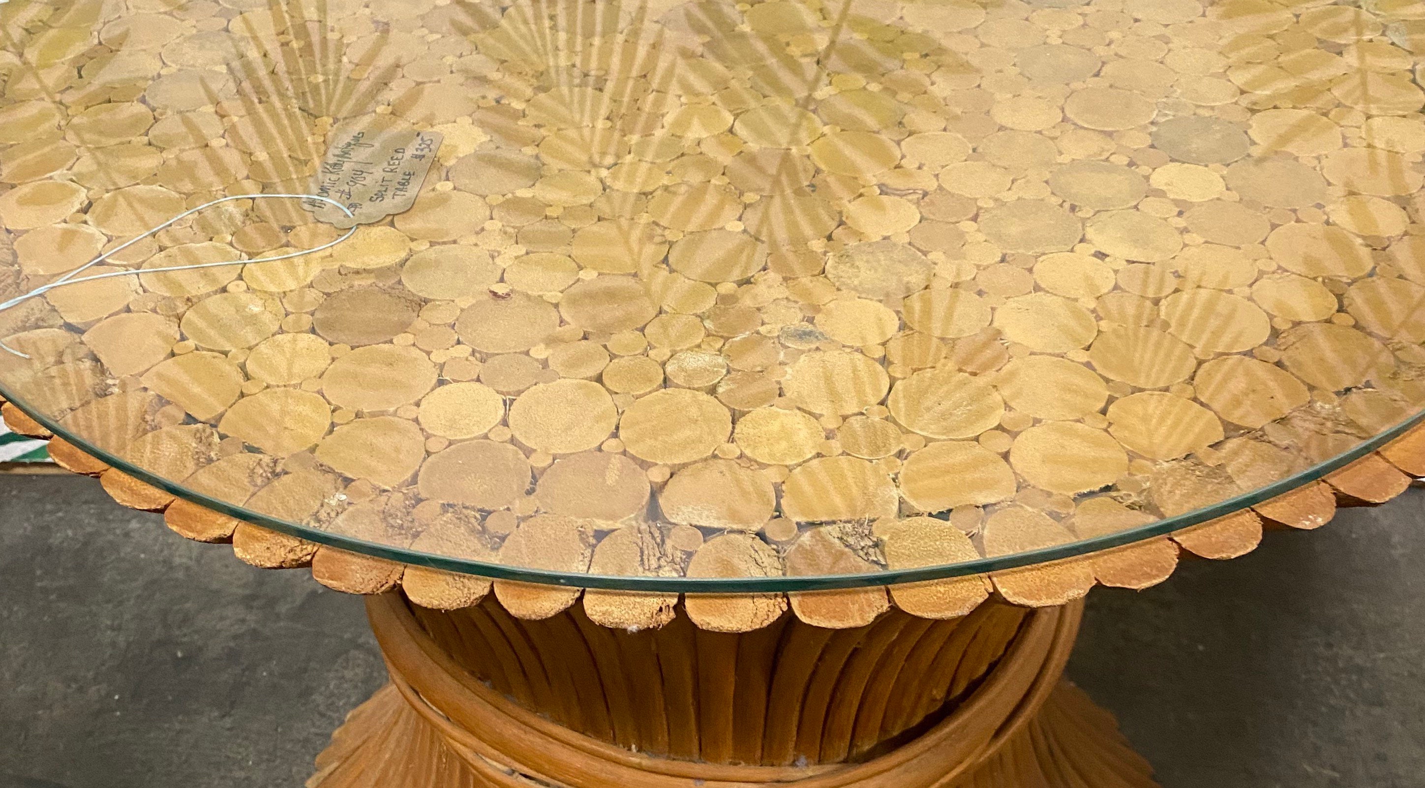 Mcguire Style Sheaf of Wheat Glass Top Side Table. - Etsy Mcguire Style Sheaf of Wheat Glass Top Side Table. - Etsy