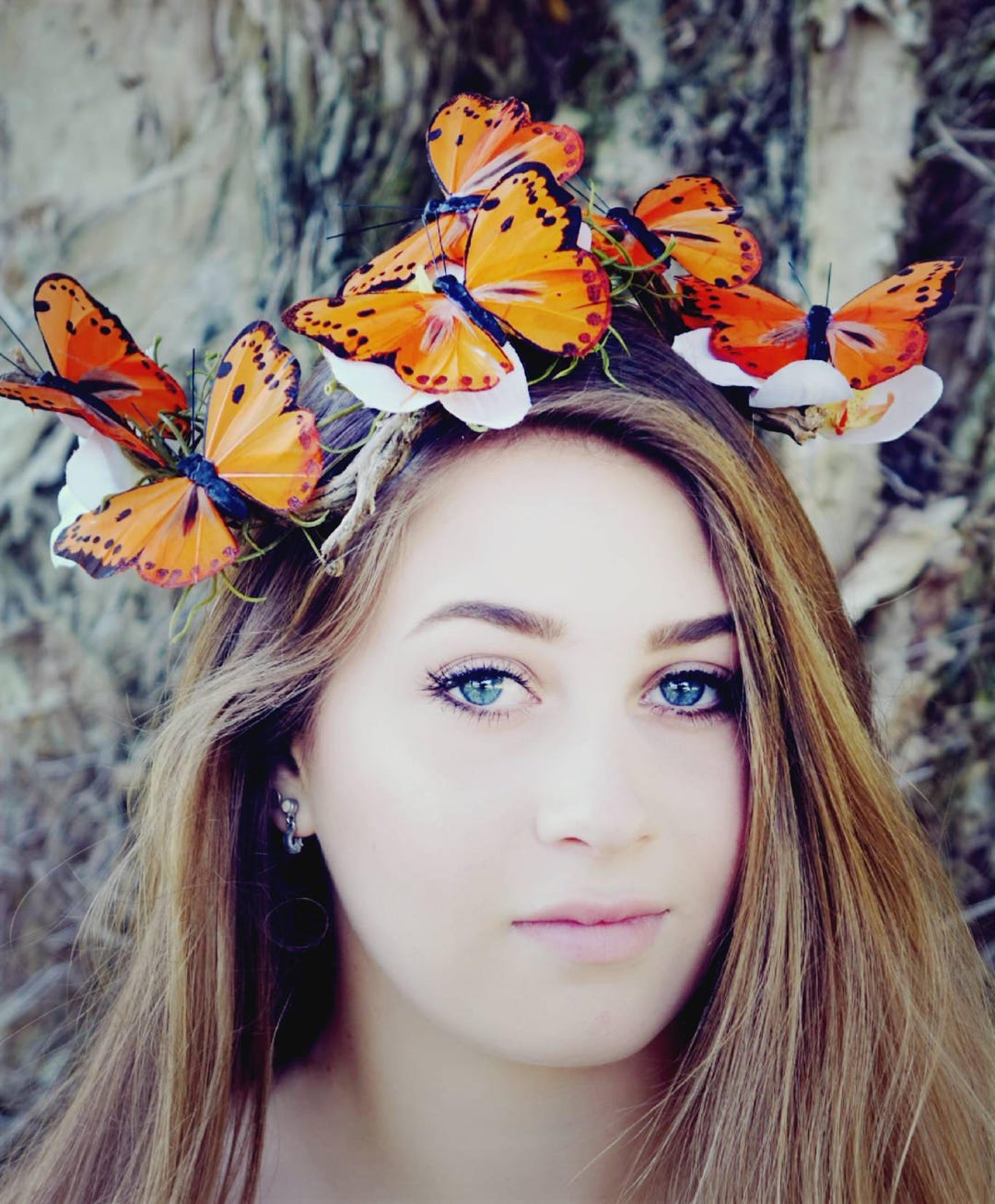 Orange Butterfly Crown/wood Fairy Crown/mythical Crown/ - Etsy