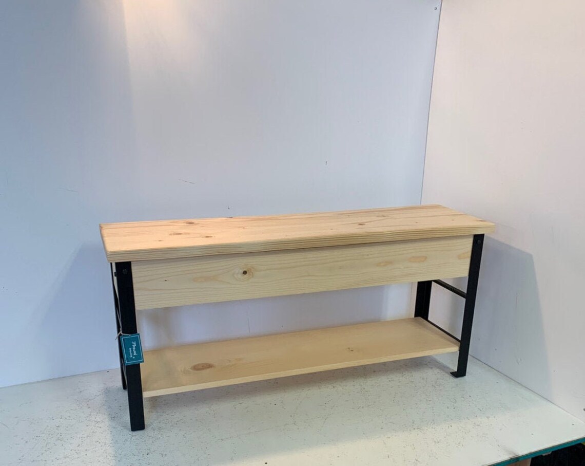 36 Inch Storage Bench With Steel Legs in Your Choice of Color | Etsy