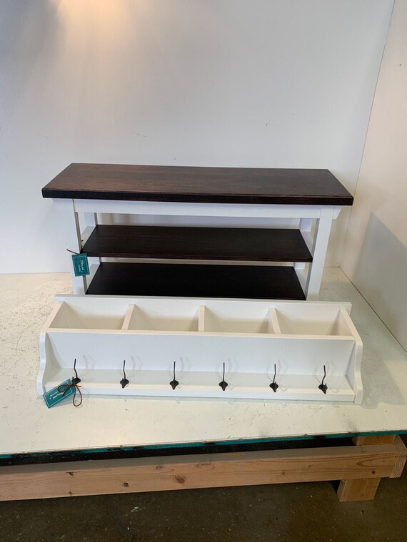 40 Inch Two Stained Shelf Bench and Matching Coat Rack Cubbies | Etsy