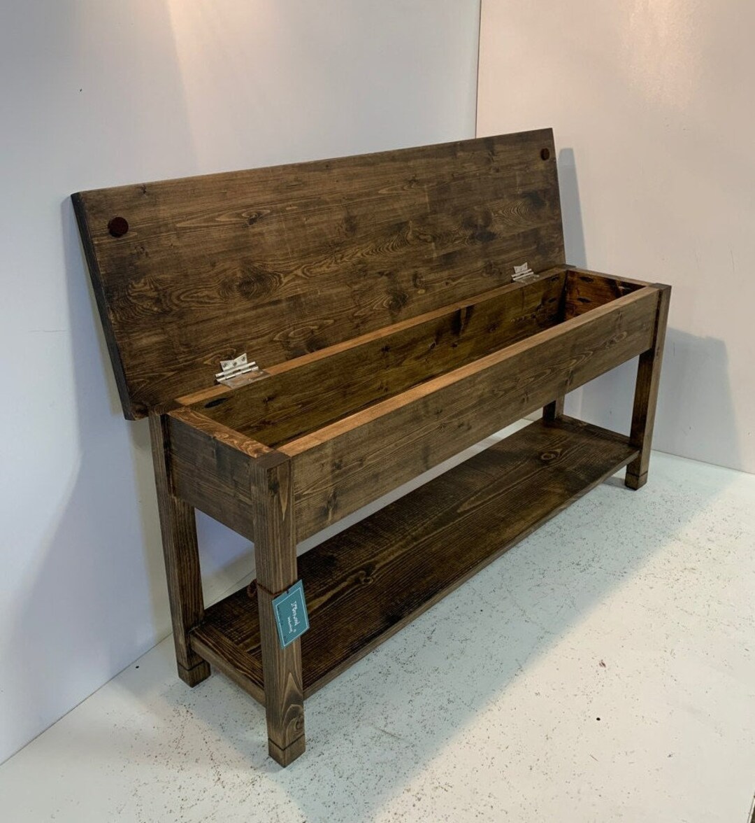 46 Inch Single Shelf Bench With 5 Deep Hinged Storage Seat in Your ...
