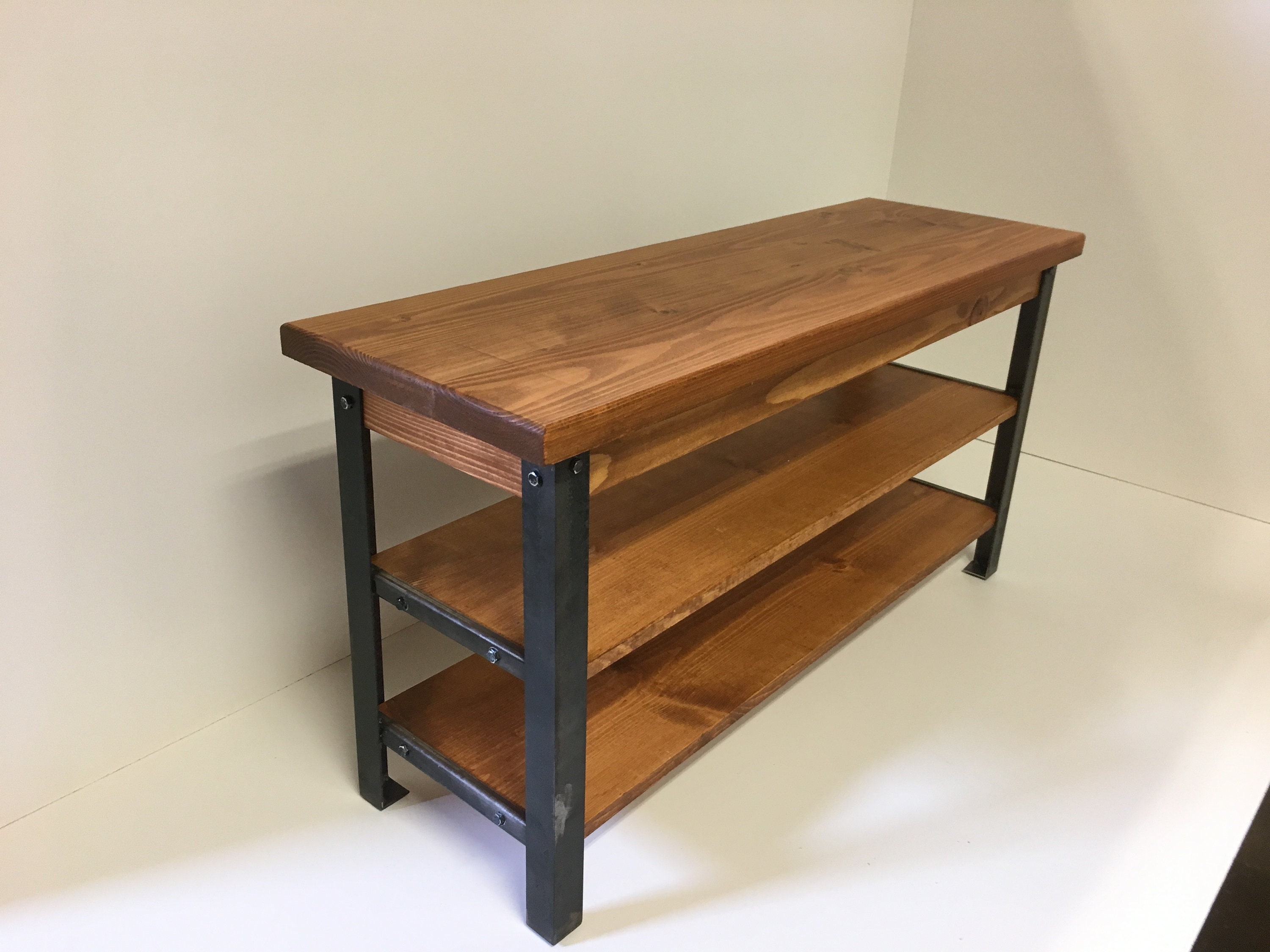 40 Inch Two Shelf Steel Leg Bench in Your Choice of Color - Etsy