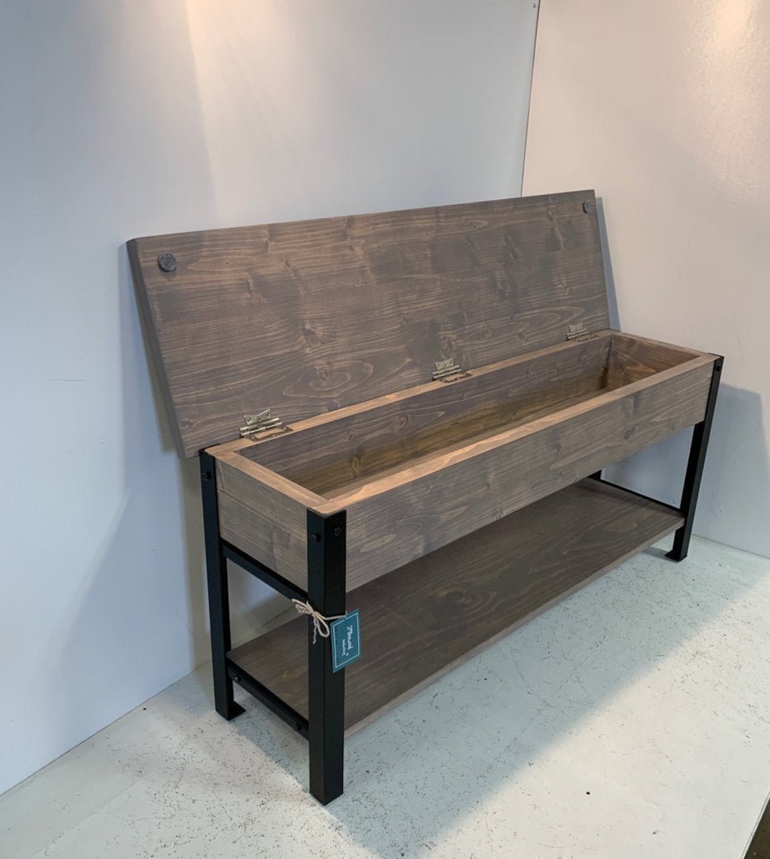 36 Inch Storage Bench With Steel Legs in Your Choice of Color - Etsy