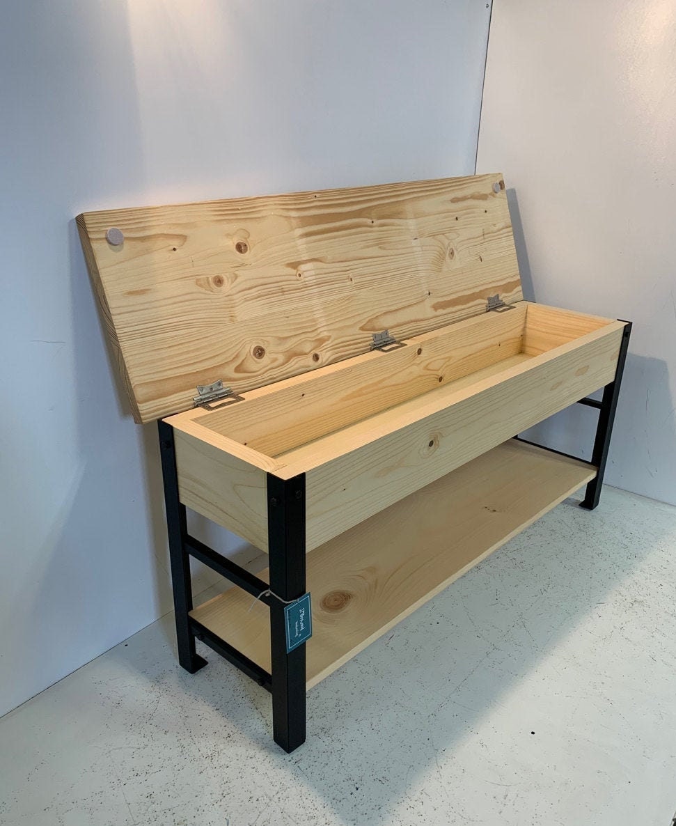 36 Inch Storage Bench With Steel Legs in Your Choice of Color - Etsy