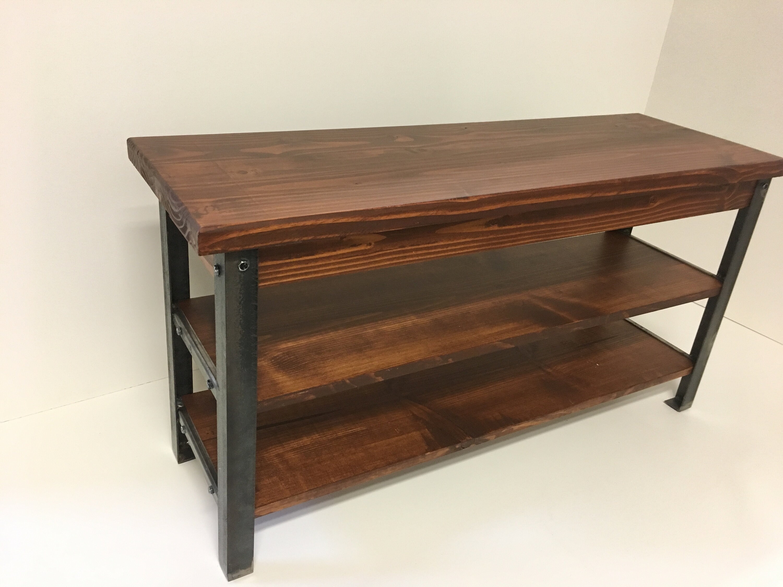 40 Inch Two Shelf Steel Leg Bench in Your Choice of Color - Etsy