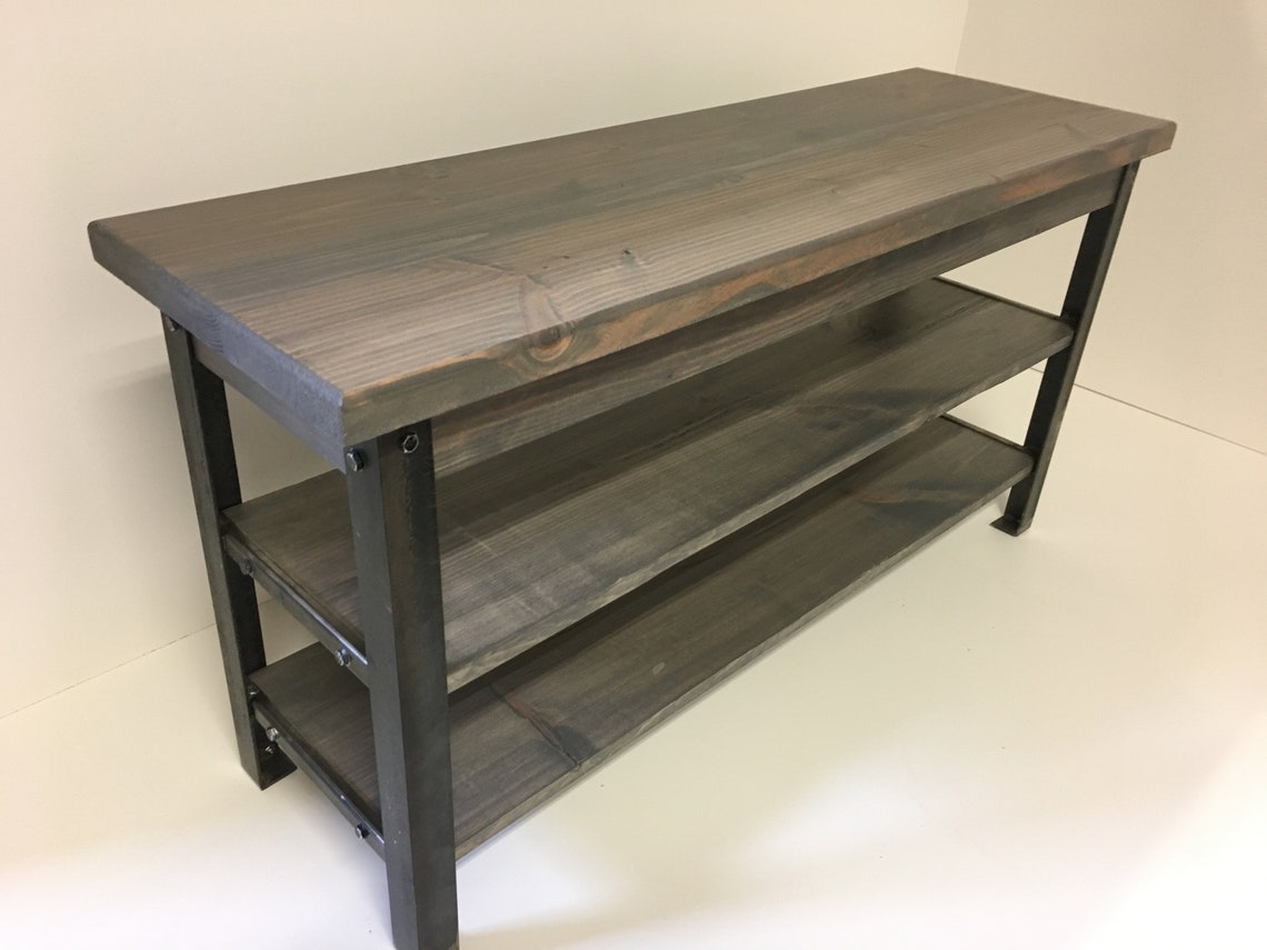 42 Inch Two Shelf Steel Leg Bench in Your Choice of Color - Etsy