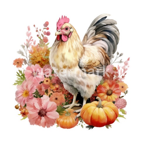 5 PNG PINK Farmhouse Autumn-inspired Digital Fall Flowers, Pumpkin ...