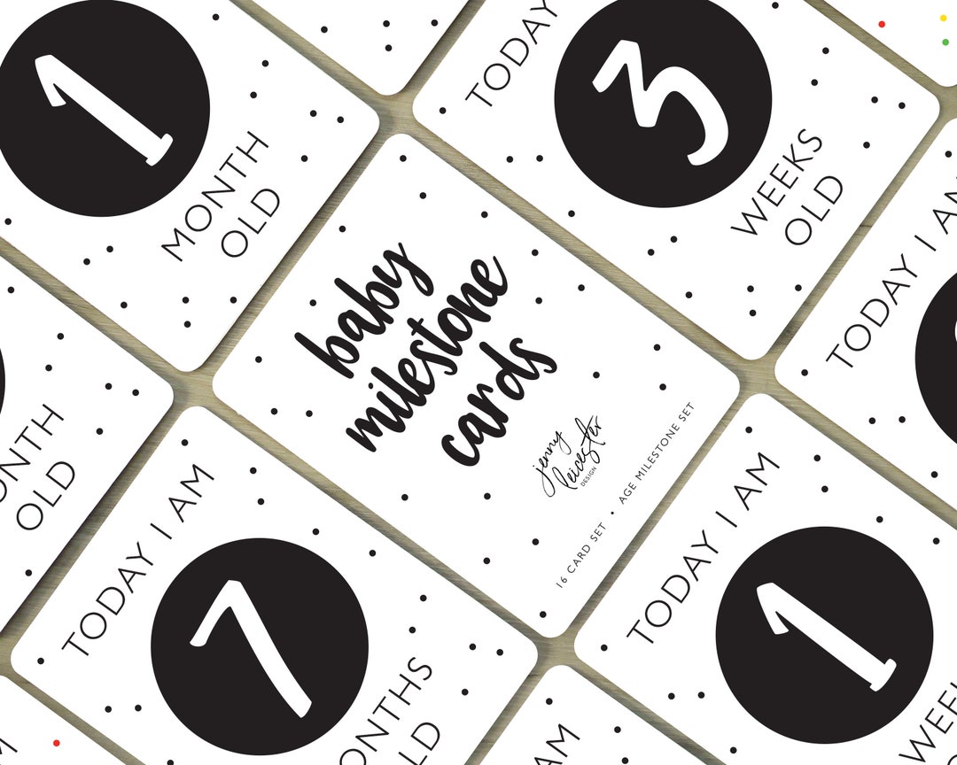 Digital Baby Milestone Cards | Black and White, Age Milestone Cards ...