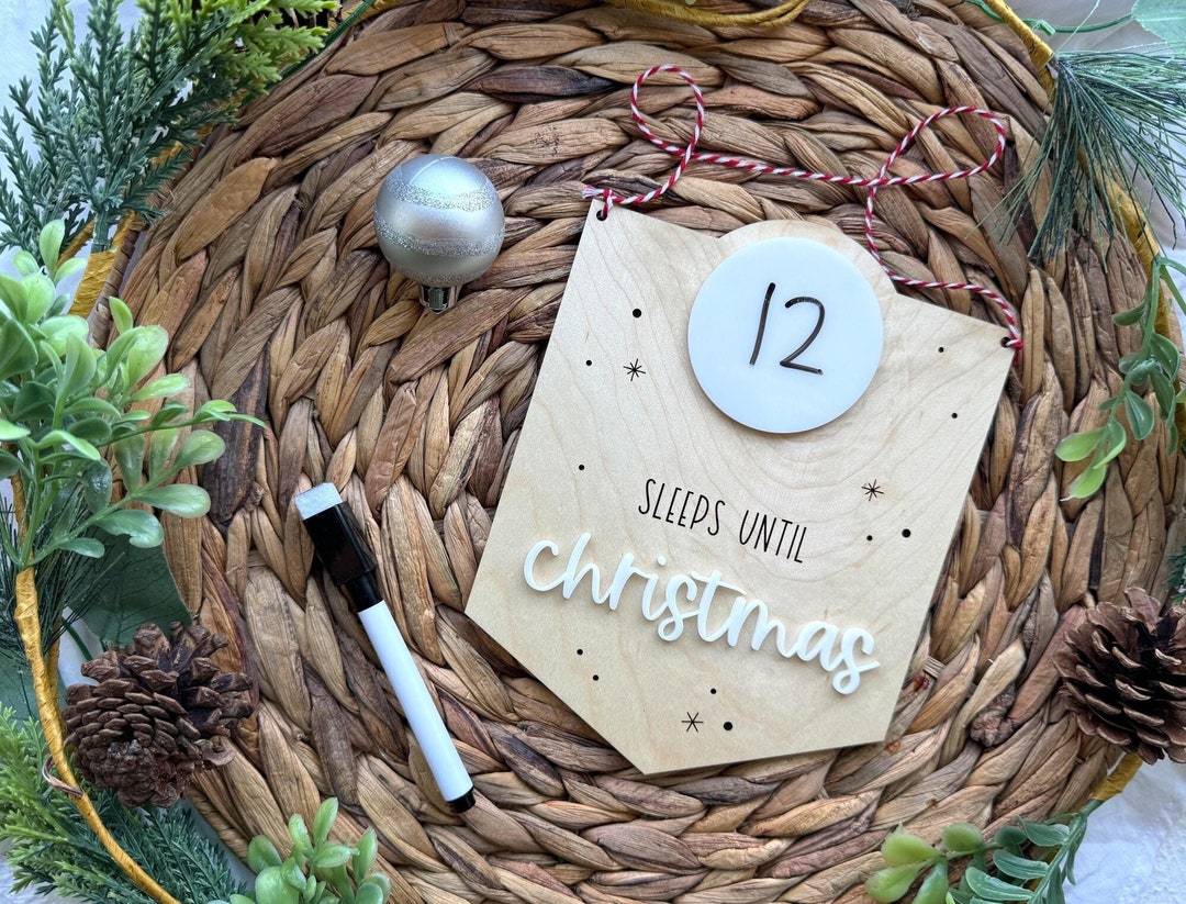 Christmas Countdown Sign | Hanging Sign, Sleeps Until Santa Visits ...