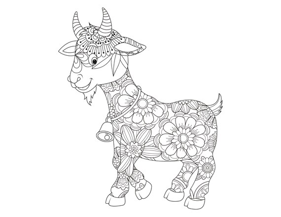 Pygmy Goat Animal Mandala Coloring Page Instant Download | Etsy