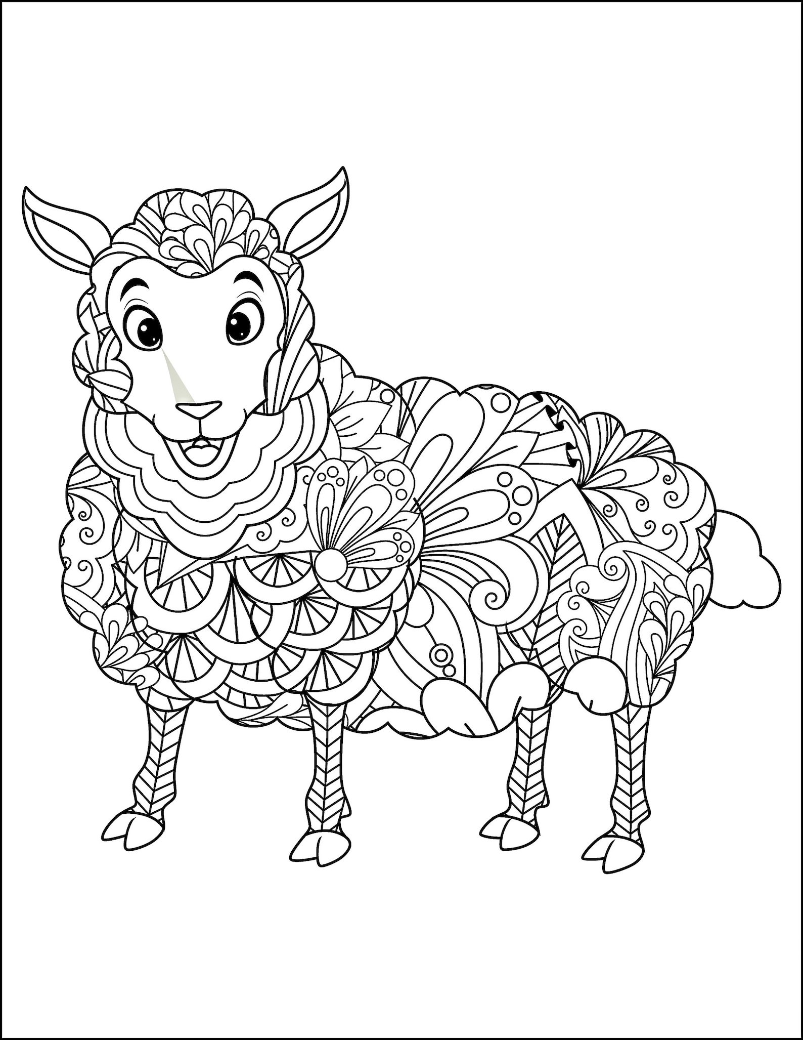 Sheep Animal Mandala Coloring Page Instant Download - Etsy