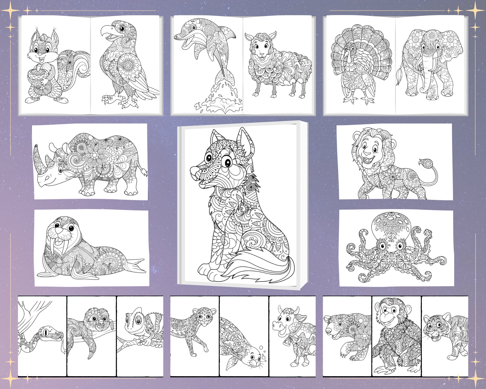 Squirrel Animal Mandala Coloring Page Instant Download - Etsy Australia