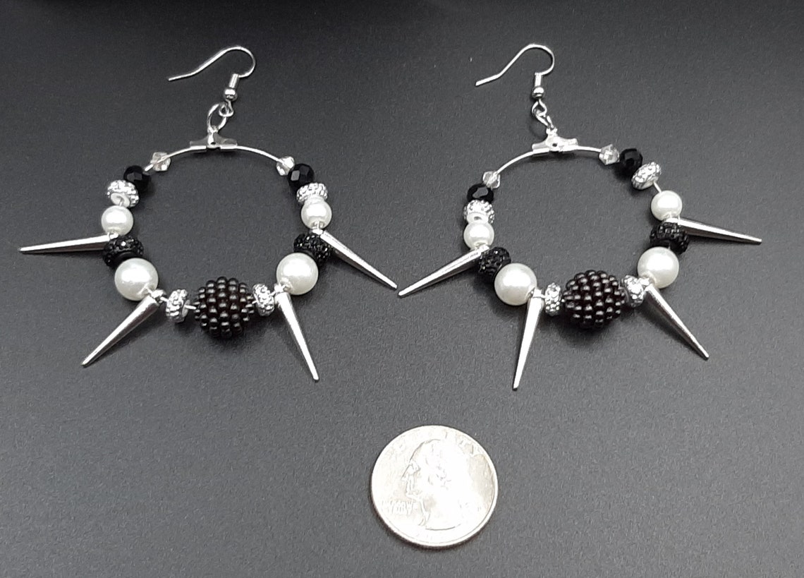 Gothic Glam Sparkle and Spikes Large Hoop Earrings Goth - Etsy