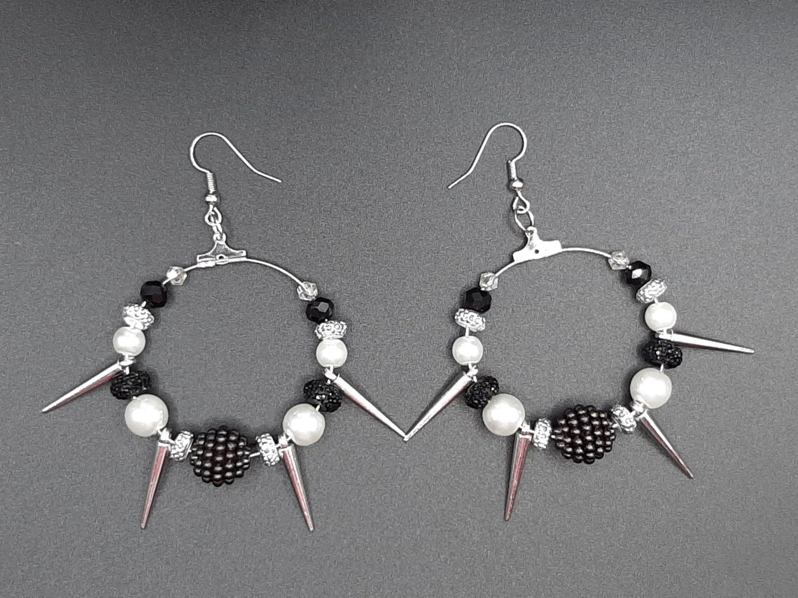 Gothic Glam Sparkle and Spikes Large Hoop Earrings Goth - Etsy