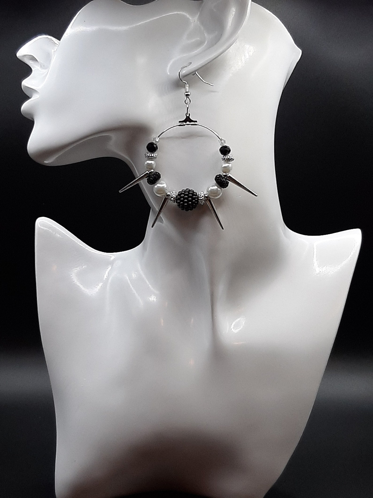 Gothic Glam Sparkle and Spikes Large Hoop Earrings Goth - Etsy