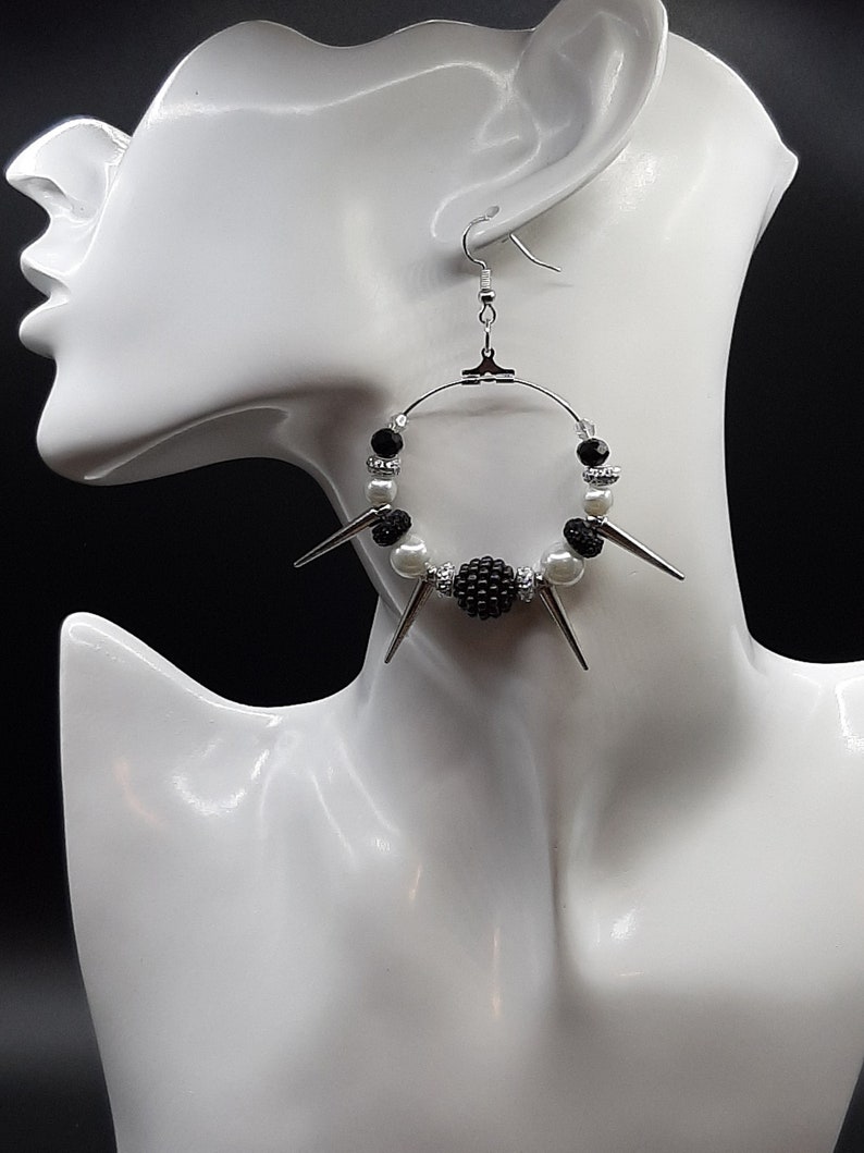 Gothic Glam Sparkle and Spikes Large Hoop Earrings Goth - Etsy