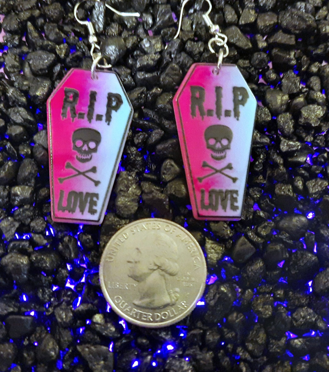 Rest in Peace Love Pastel Goth Coffin Earrings, Casket, Toe Pincher ...