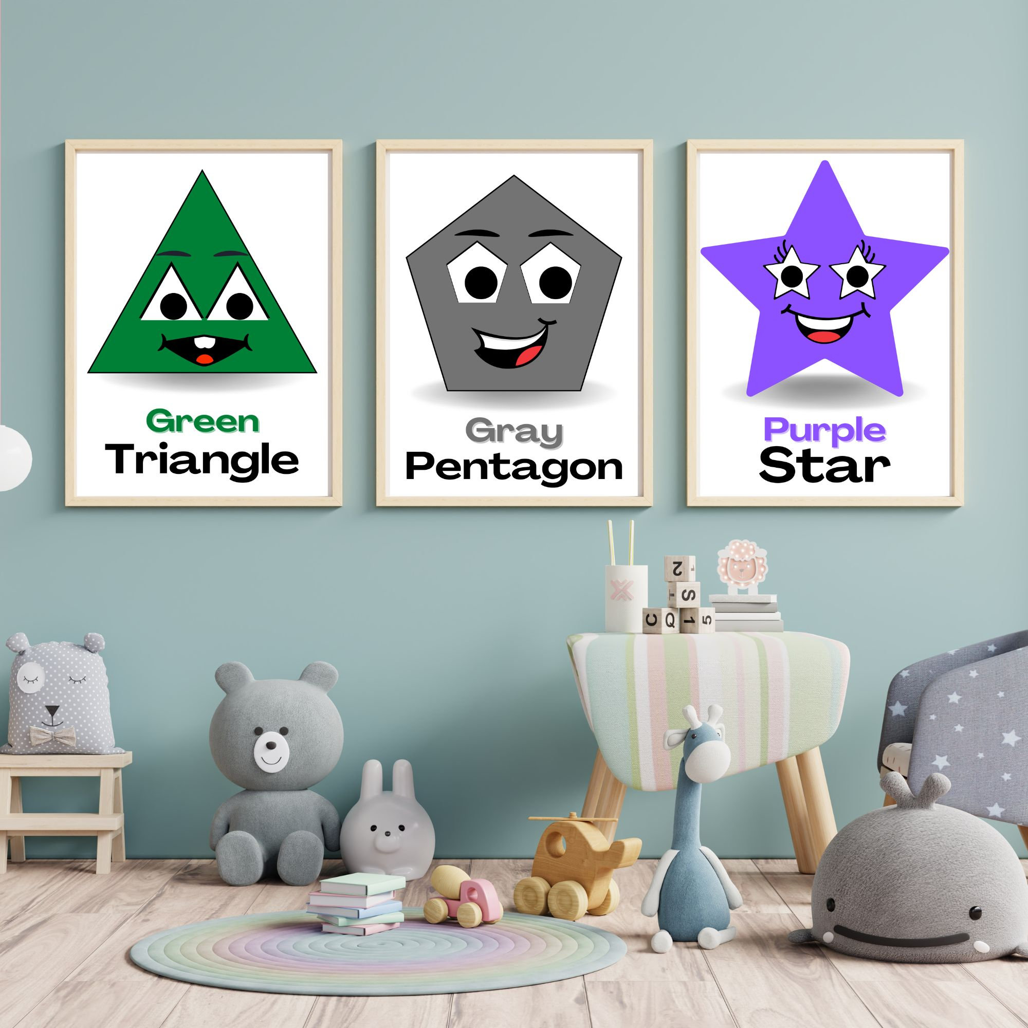 Toddler Shape Posters for Playroom,homeschool Room Use, Kindergarten ...