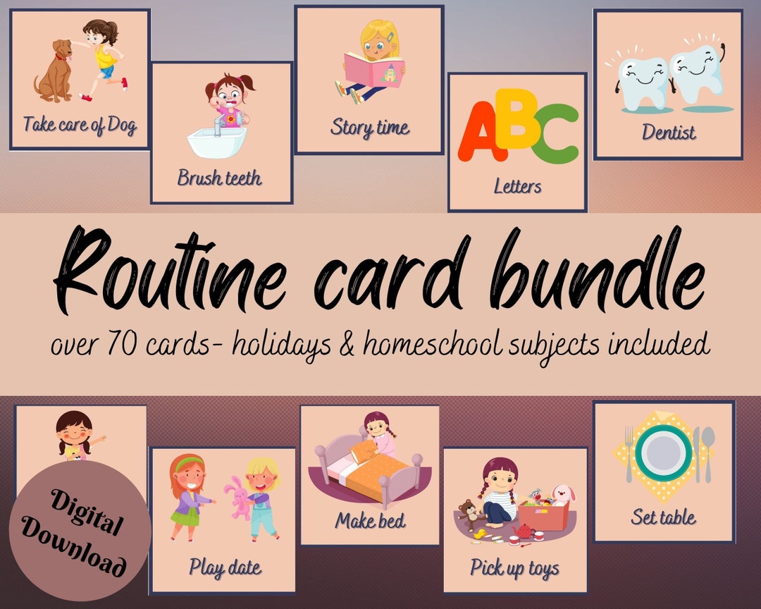 Routine Cards, Rhythm Cards, Girl Themed Routine Cards, Toddler Routine ...