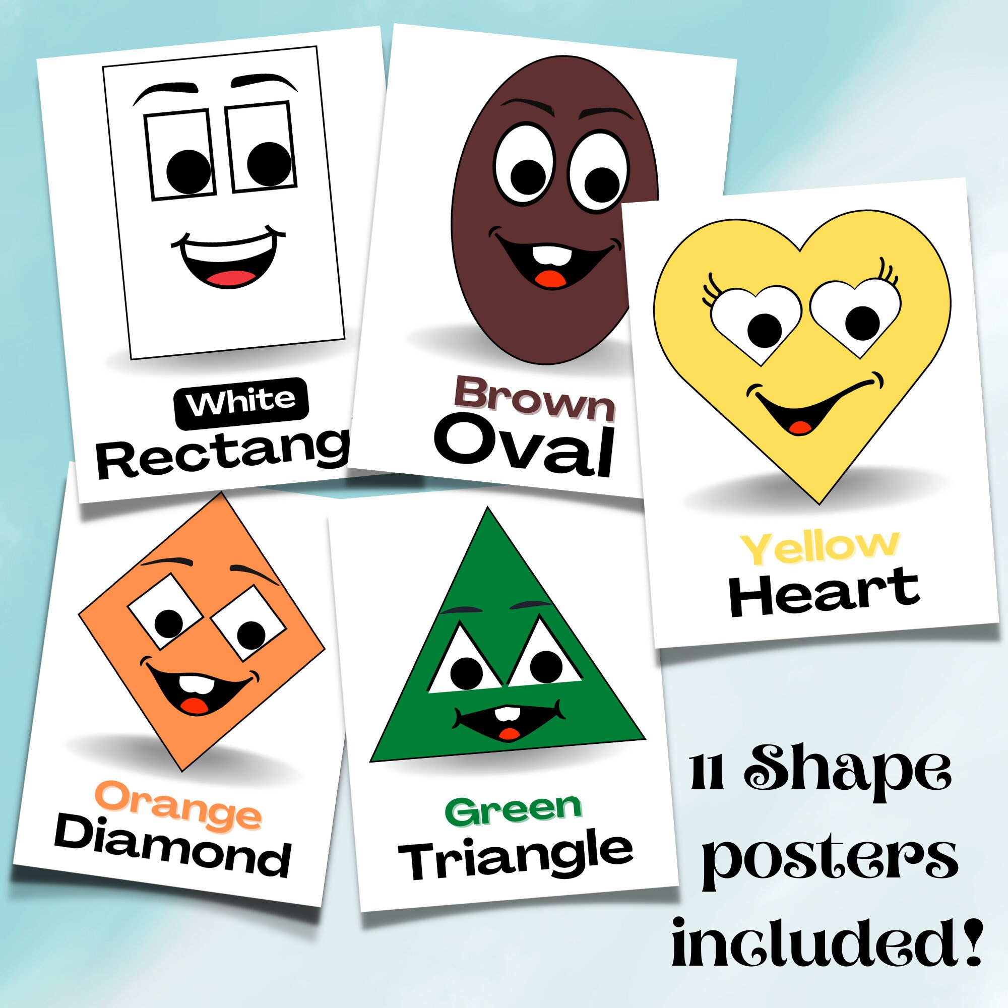 Toddler Shape Posters for Playroom,homeschool Room Use, Kindergarten ...