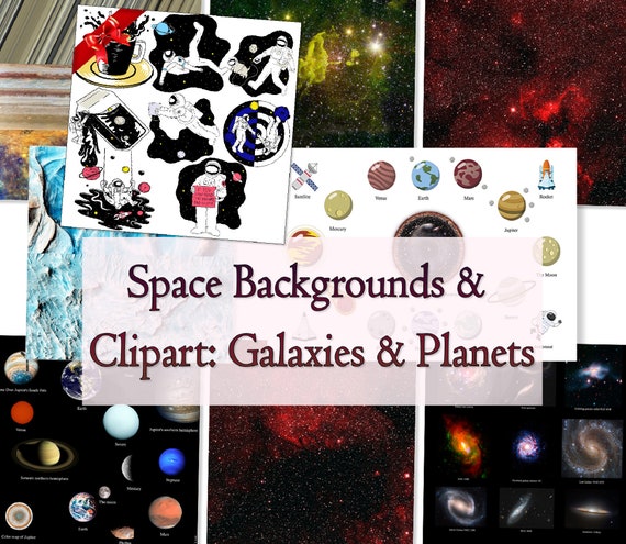 Space Clipart Backgrounds Digital Scrapbooking Kit Cut Out | Etsy