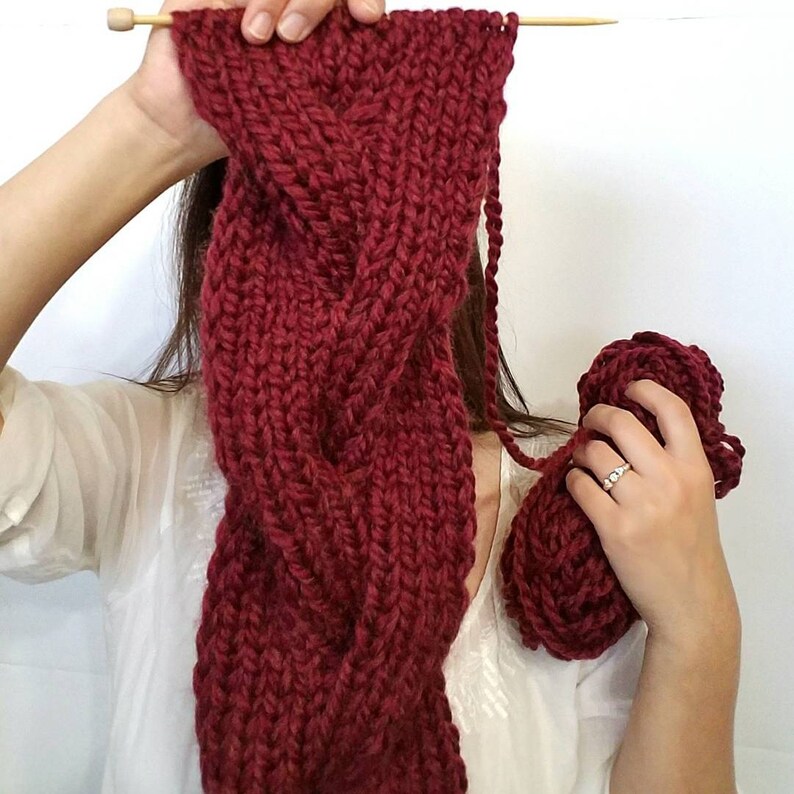 KNITTING PATTERN / Reversible Braid Cables Scarf Pattern / - Etsy