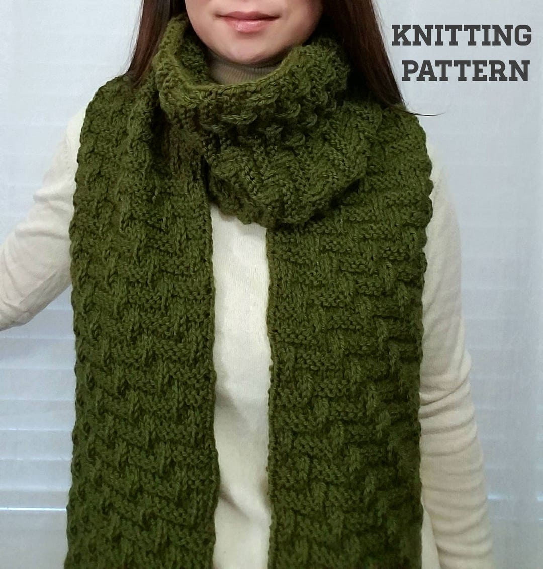 KNITTING PATTERN / Knit Diagonal Bricks Pattern / Knit Scarf Pattern ...