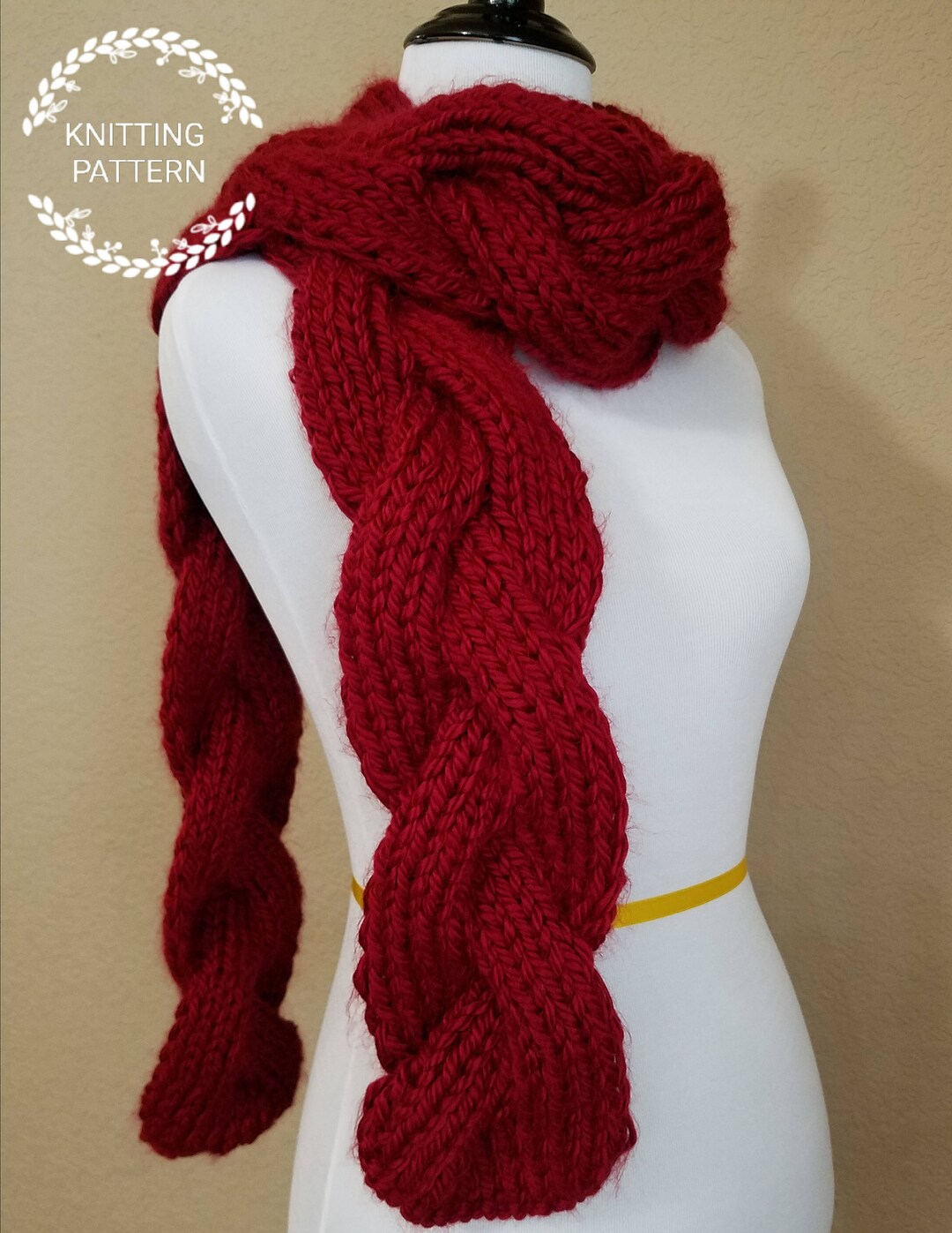 KNITTING PATTERN / Reversible Braid Cables Scarf Pattern / Knit Scarf ...
