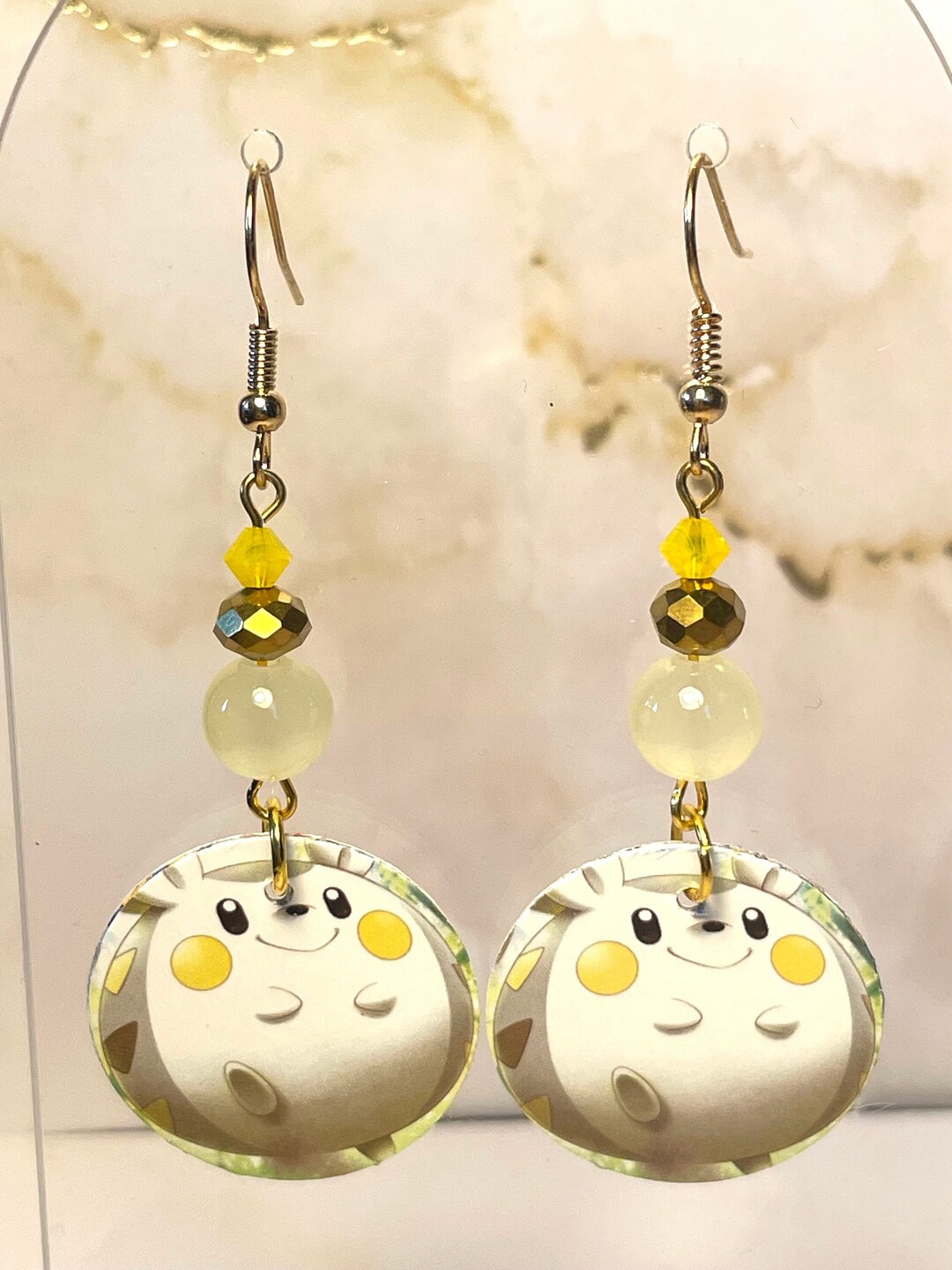 Togedemaru Upcycled Pokemon Card Dangle Earrings in Gold - Etsy