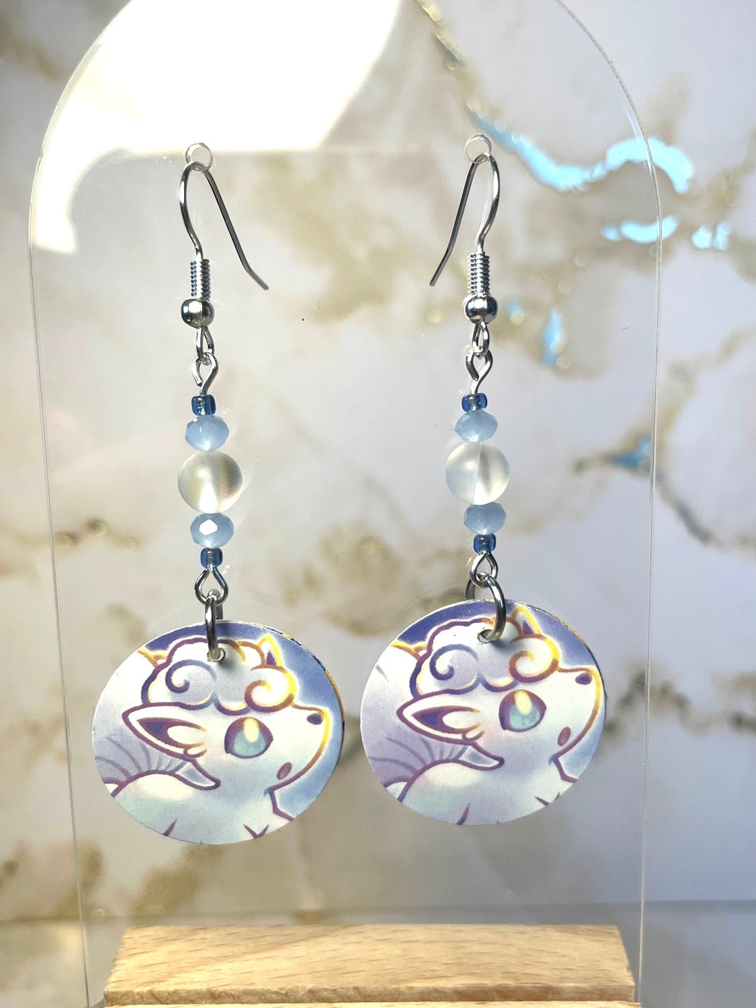 Alolan Vulpix Upcycled Pokemon Card Dangle Earrings in Silver - Etsy