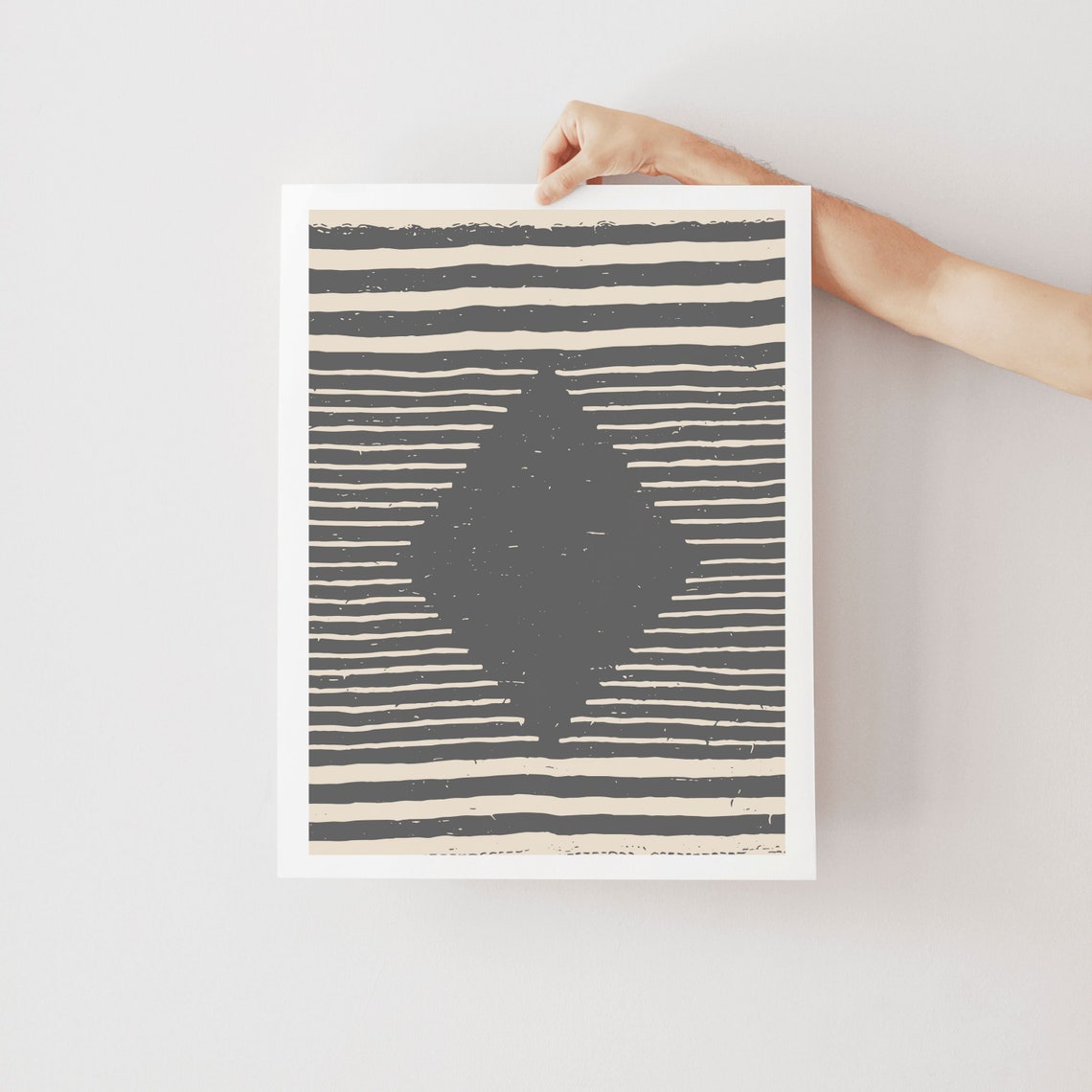 Tribal 03 Block Print, Woodblock Style Art Print, Minimal Art Print ...