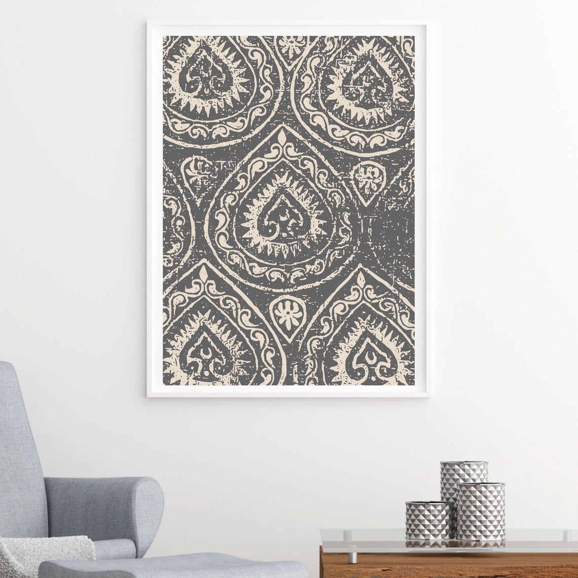 Tribal Block Art Print, Woodblock Style Art Print, Minimal Art Print ...