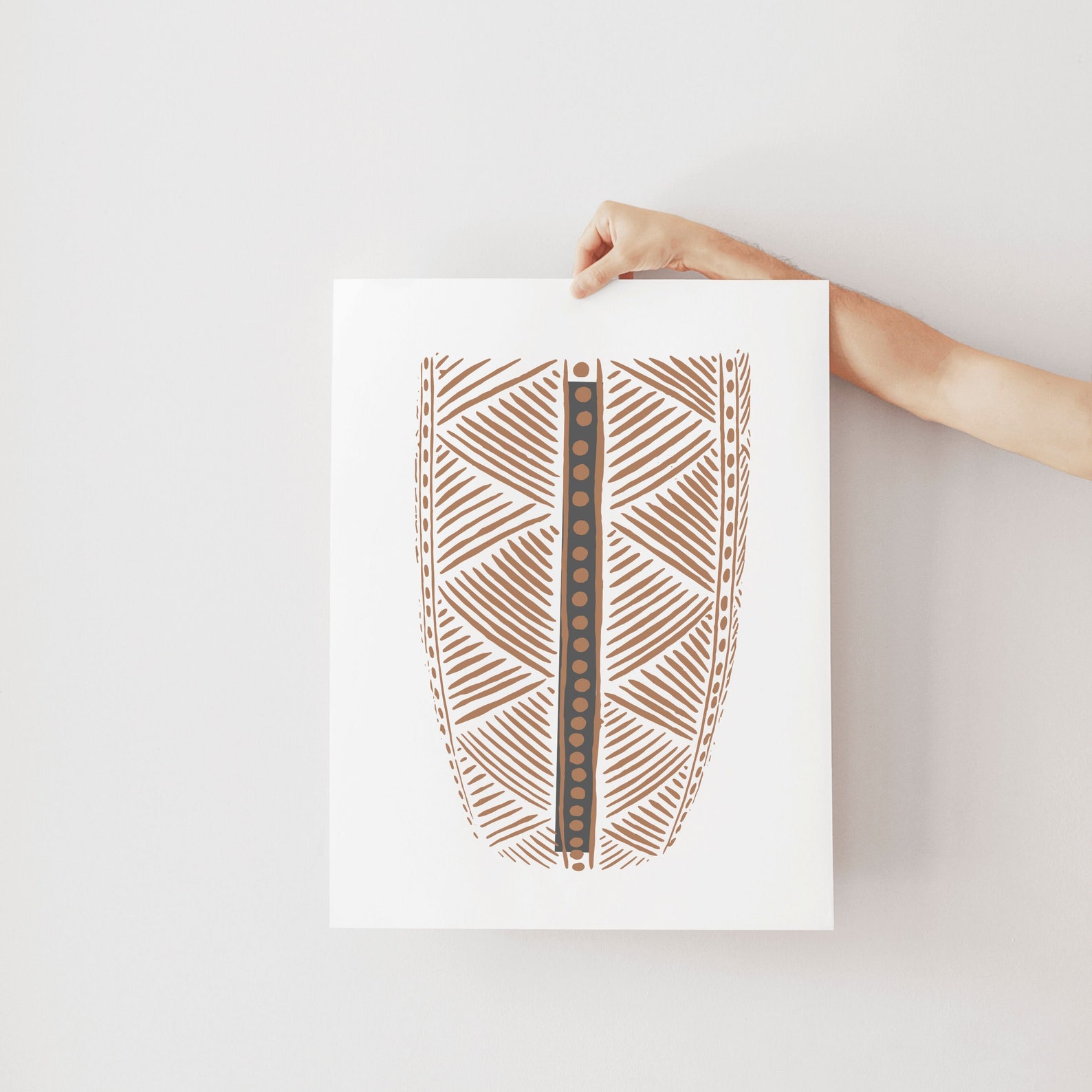 African Vase Block Print Woodblock Style Art Print Minimal - Etsy