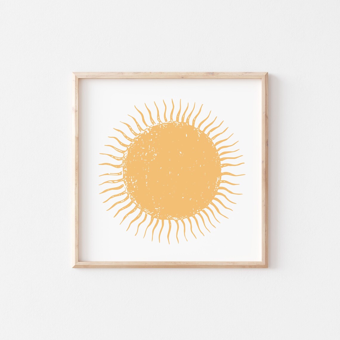 Golden Sun Sunrise Print, Woodblock Style Art Print, Minimal Art Print ...