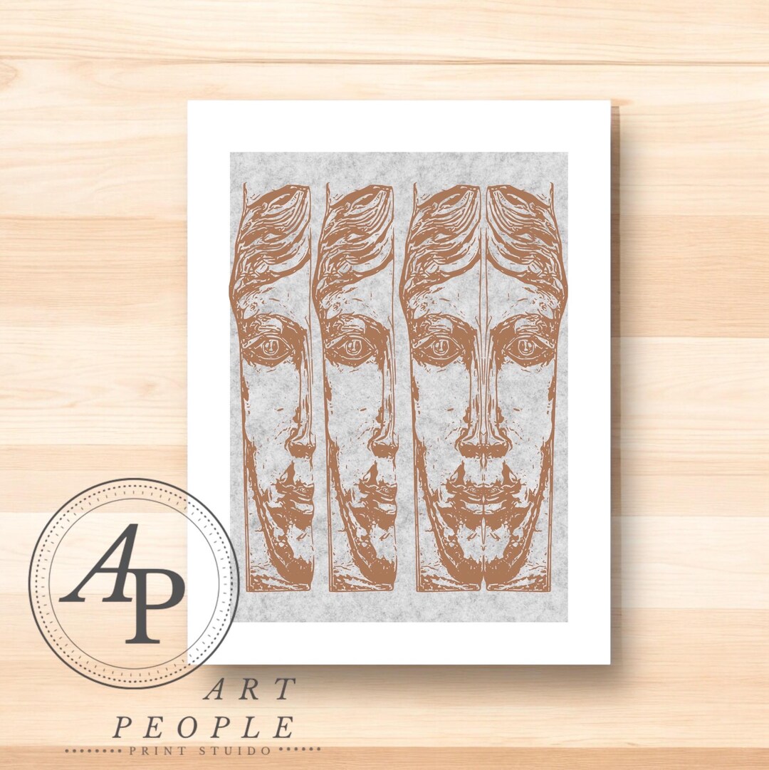 Faces Art Print, Ancient Greek Art, Mid Century Style, Contemporary ...
