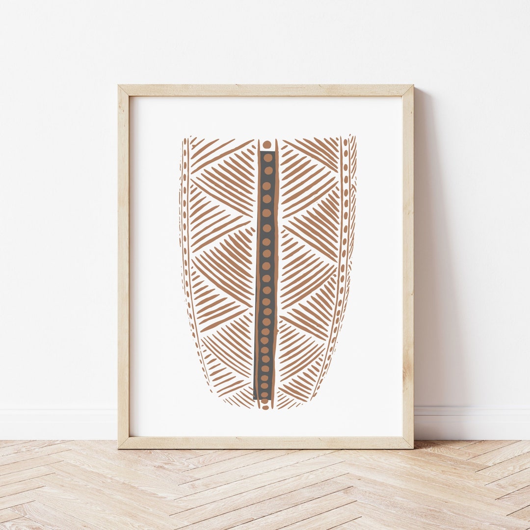 African Vase Block Print, Woodblock Style Art Print, Minimal Art Print ...