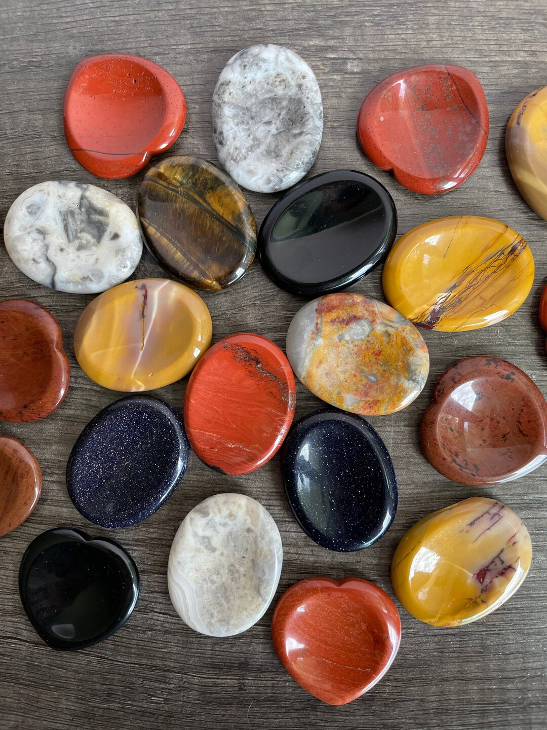 Worry Stone, Crystal Worry Stone, Stress Relief, Mookaite, Obsidian ...