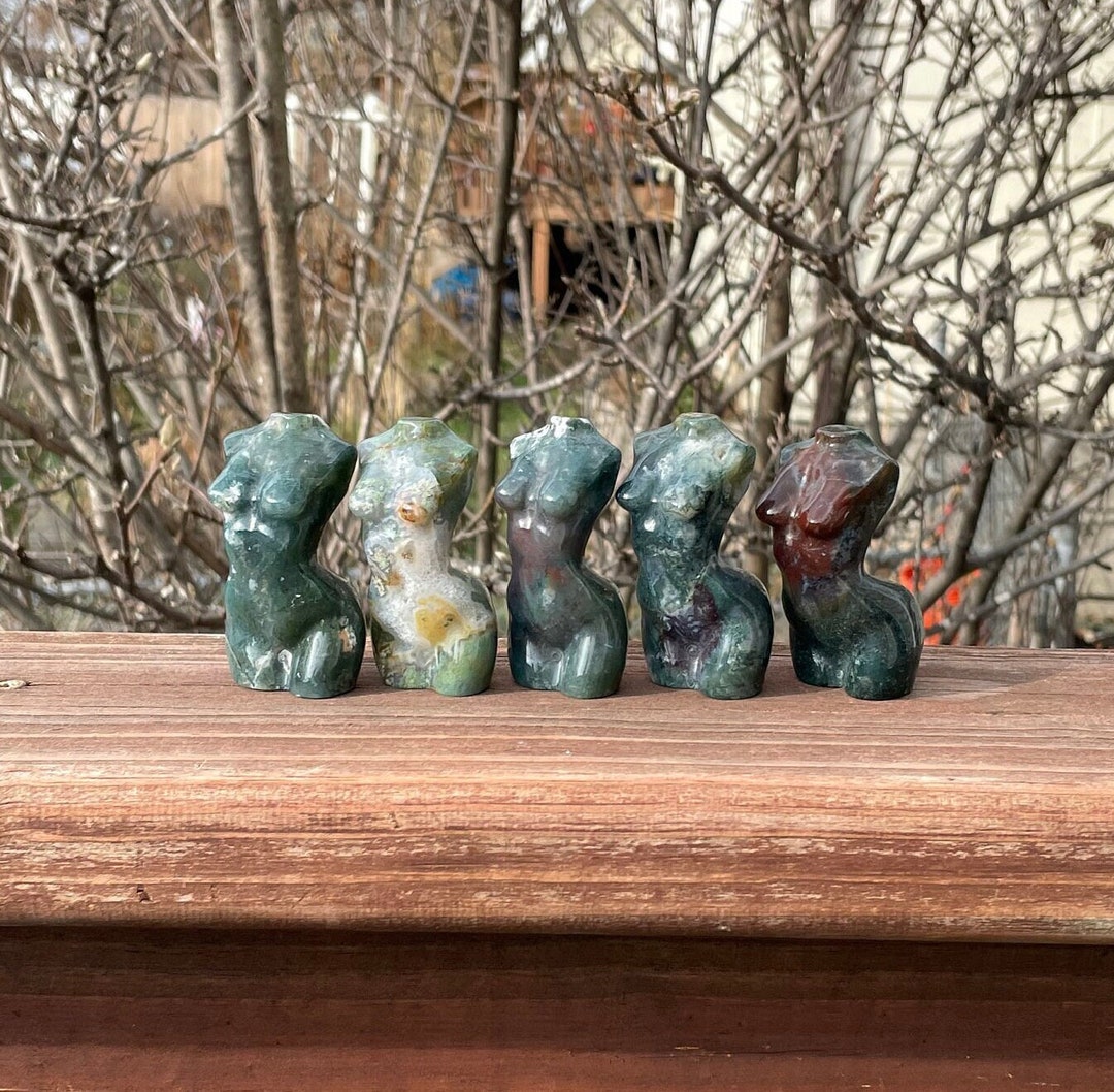 Moss Agate Goddess Body, Crystal Carving, Female Body, Crystal Lady ...