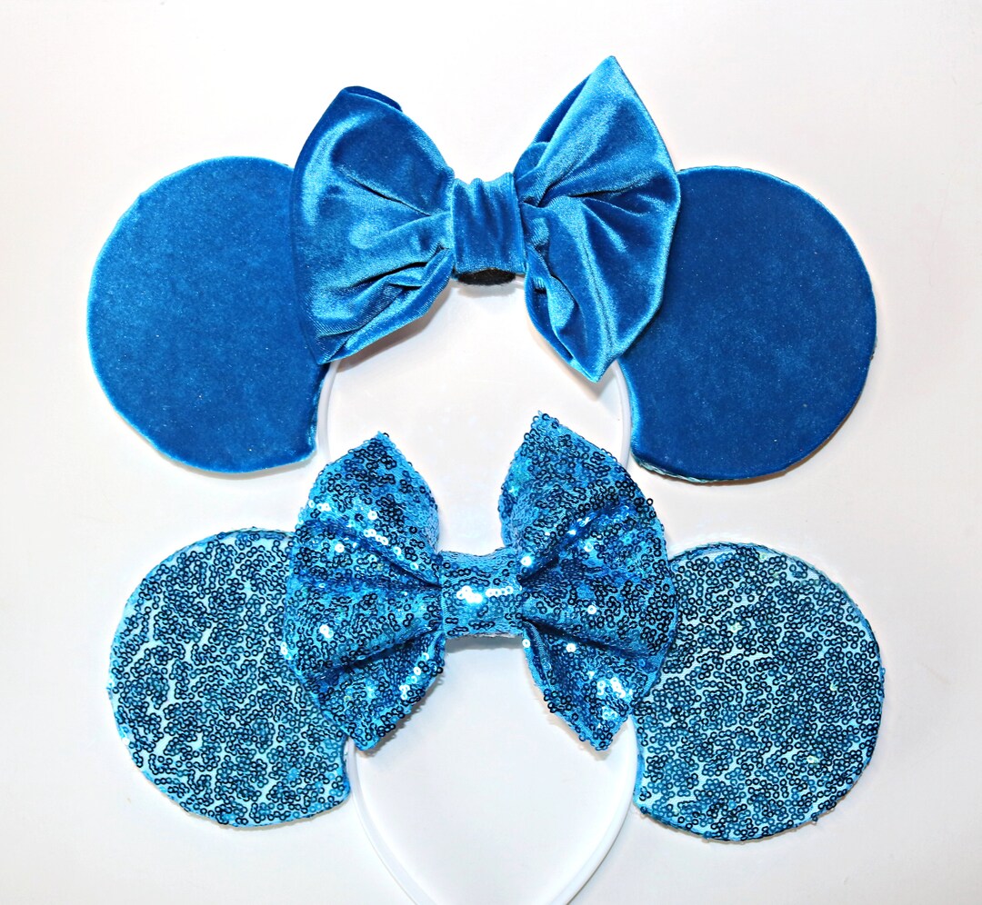 Blue Velvet Minnie Ears, Blue Sequin Minnie Ears, Blue Minnie Ears ...