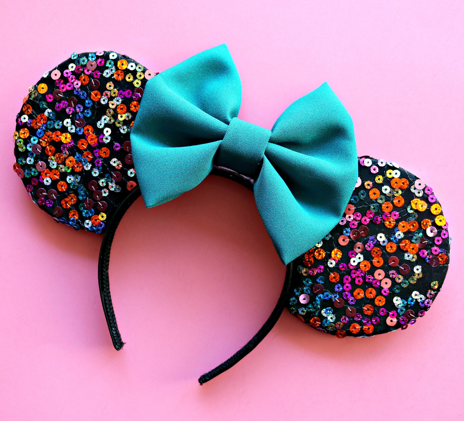 Black Colorful Sequin Minnie Ears Mouse Ears Mickey Ears - Etsy