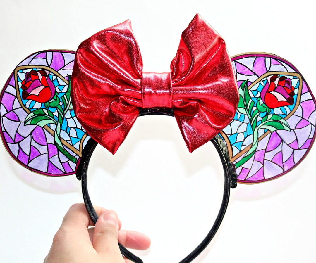Stained Glass Beauty and the Beast Minnie Ears, Mickey Ears, Mouse Ears ...